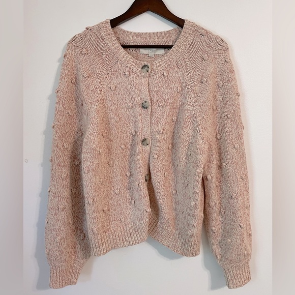 LOFT | Sweaters | Loft Light Pink Bobble Knit Buttonup Sweater | Poshmark